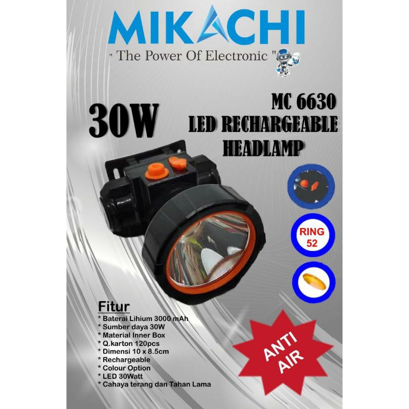 Jual senter kepala Mikachi 6530 sinar kuning dan putih | Shopee Indonesia
