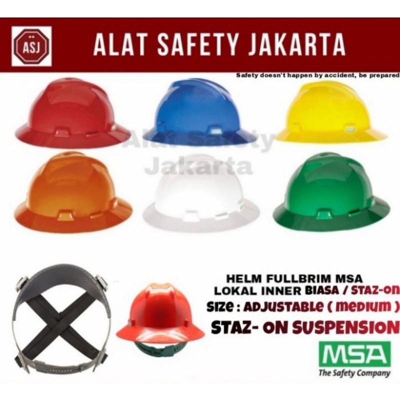 Jual Helm Safety Proyek MSA Fullbrim Lokal Inner Staz On/ Inner Biasa ...