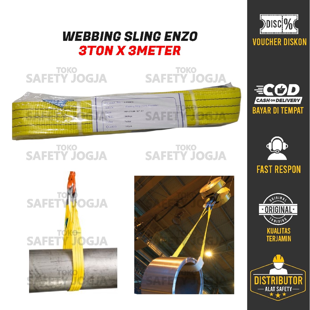 Jual WEBBING SLING BELT 3TON X 3METER LIFTING SLINGS WEBING 3T X 3M ...