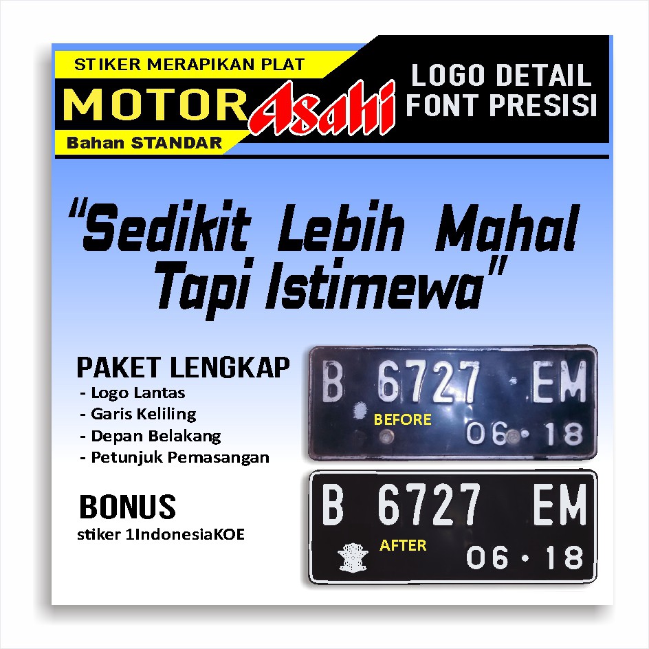Jual Stiker Plat Nomor Motor Harga Ekonomis Logo Detil Depan Belakang ...