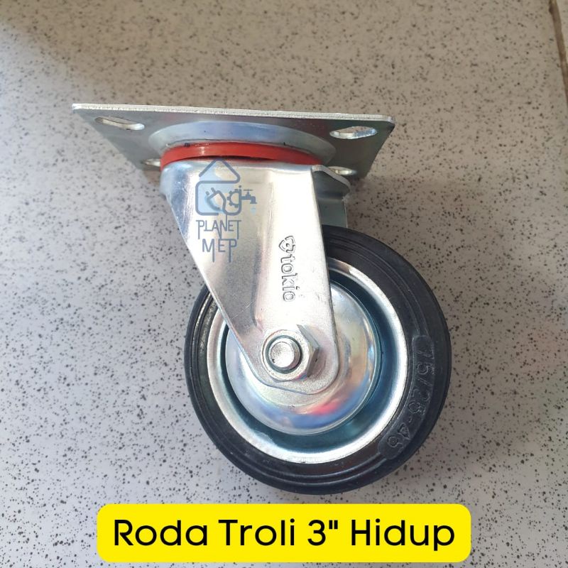 Jual TOKIO Roda Trolley Troli 3" Hidup Roda Karet | Shopee Indonesia