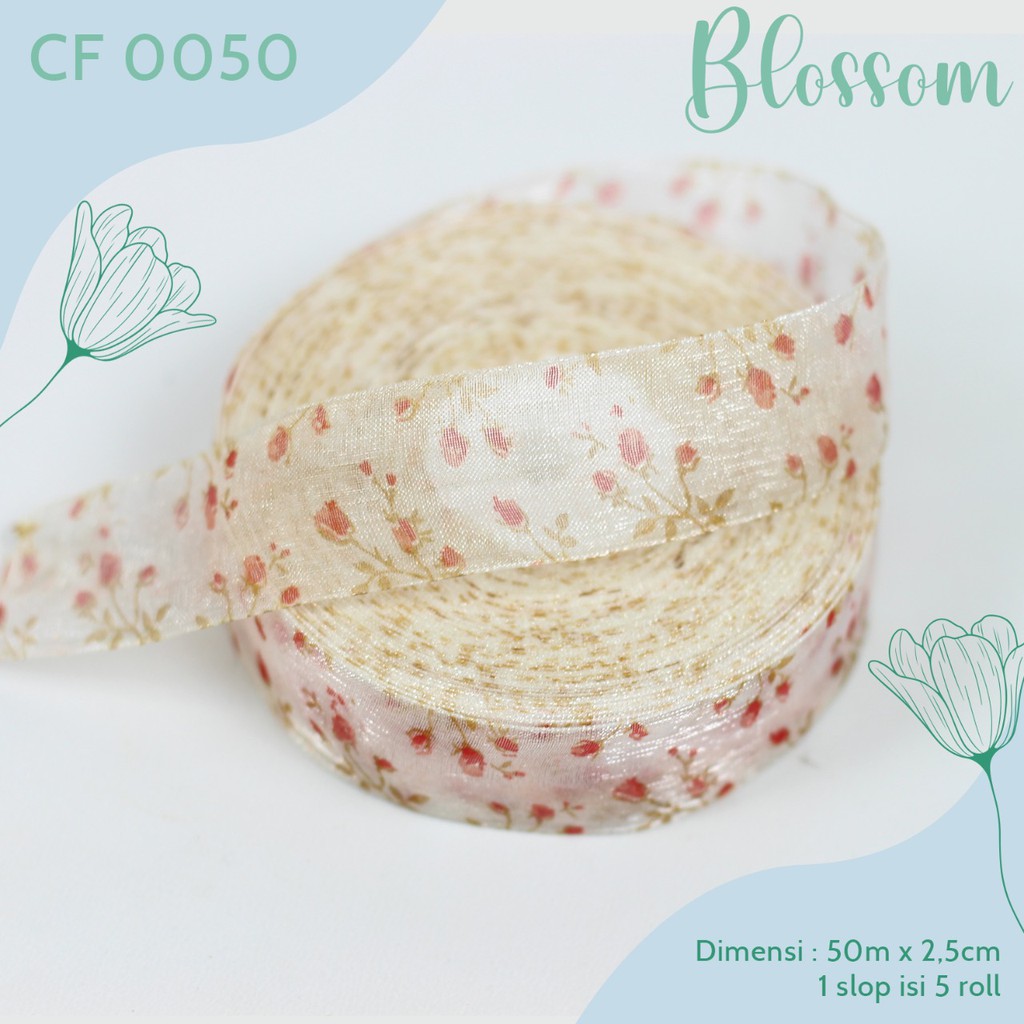 Jual Pita Roll Organdi motif Blossom CF0050 - 6 Pilihan Warna | Shopee ...