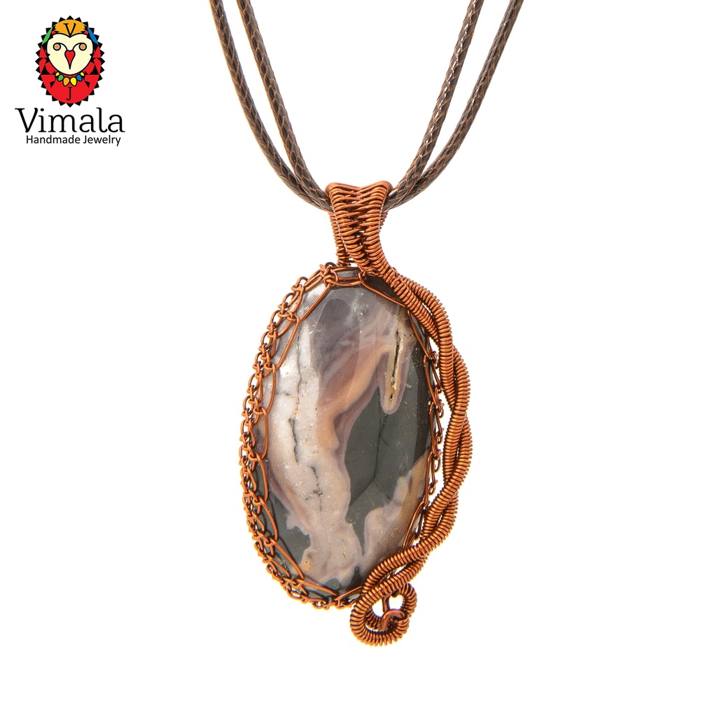 Jual BATIK Kalung Batu Alam Jasper Handmade Wire Wrapped Jewelry Vimala ...