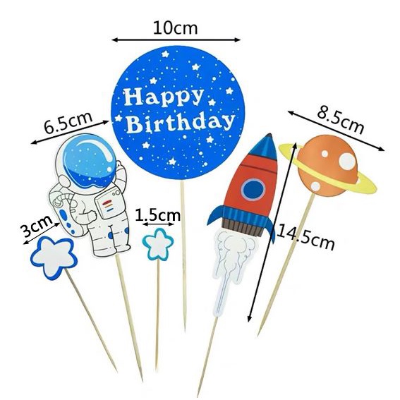 Jual Topper Cake Luar Angkasa roket moon bulan rocket Astronot ...