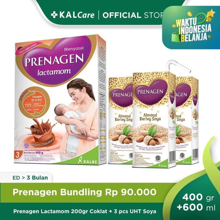 Jual PAKET PRENAGEN LACTAMOM 400G+ 3PCS UHT ALMOND BARLEY SOYA 200ML - CHOCOLATE | Shopee Indonesia