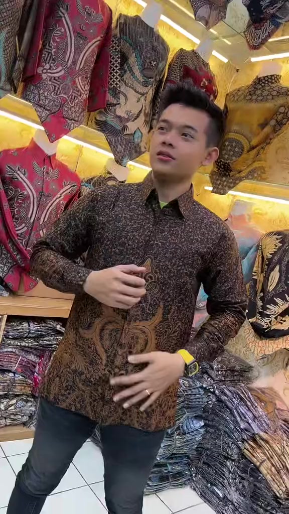 Jual REMEKAN SOGAN Kemeja batik pria lengan panjang katun solo lapis ...