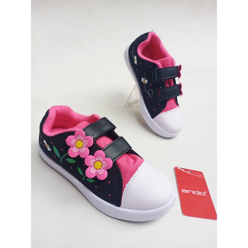 Jual Sepatu Sekolah Original Ando Small Bees Hitam Pink 29-32, Sepatu ...