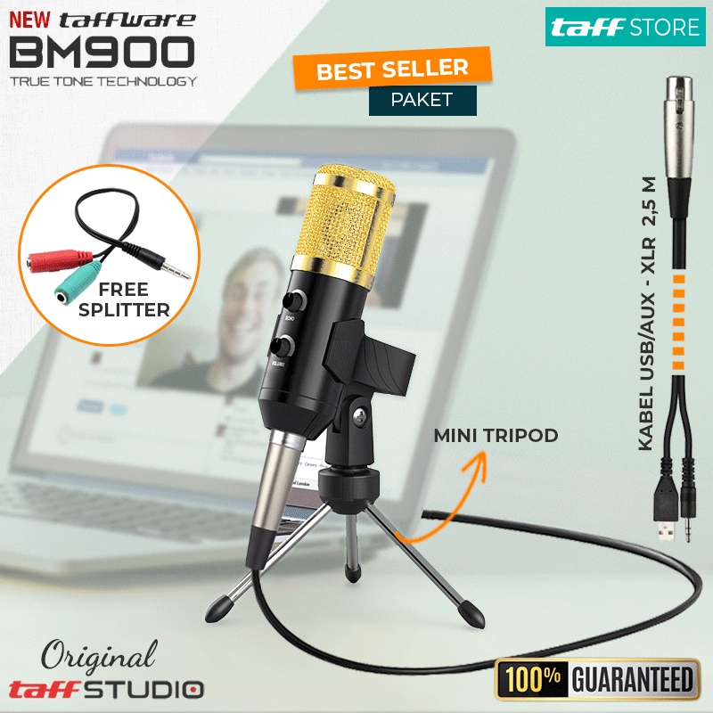 Jual Mic Condenser BM 900 Dengan Mini Tripod Meja TaffSTUDIO BM900 ...