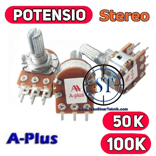 Jual Potensio Stereo 50K / 100K Merk A-Plus Pengganti Merk Alpha 6 Kaki ...