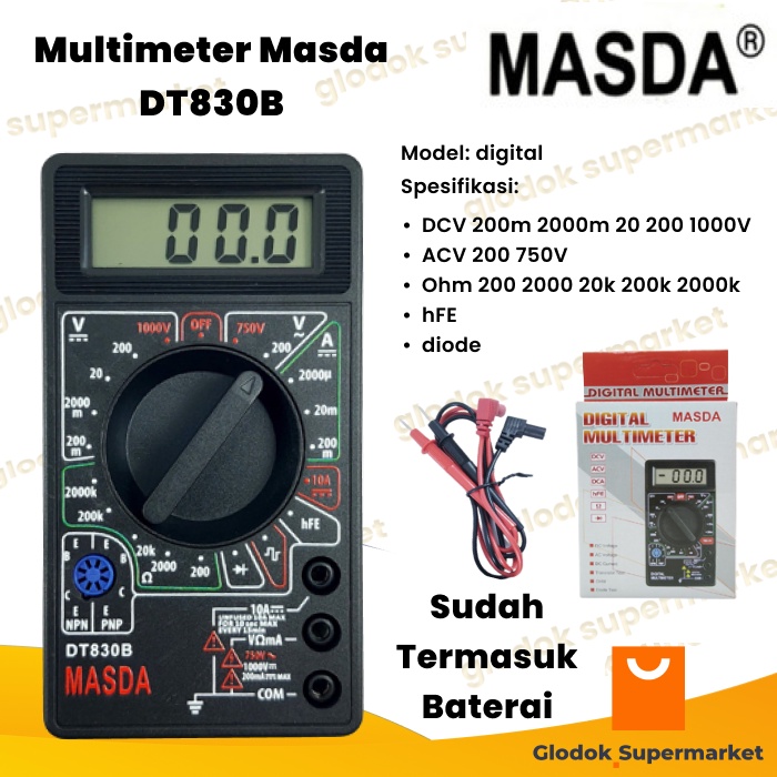 Jual Digital Multimeter Masda DT830B Multitester DT 830 B Avometer DT ...