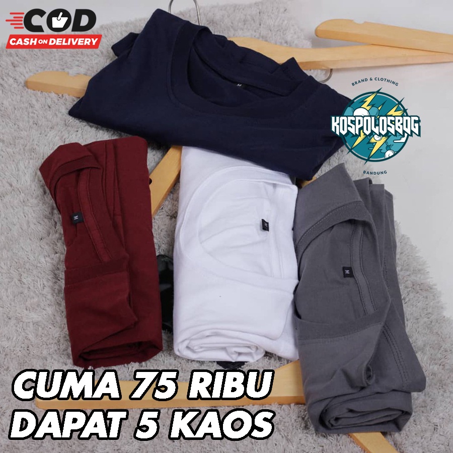 Jual Kaos Polos Paket 5pcs 75rb Lengan Pendek 30's Semi Combad PE ...