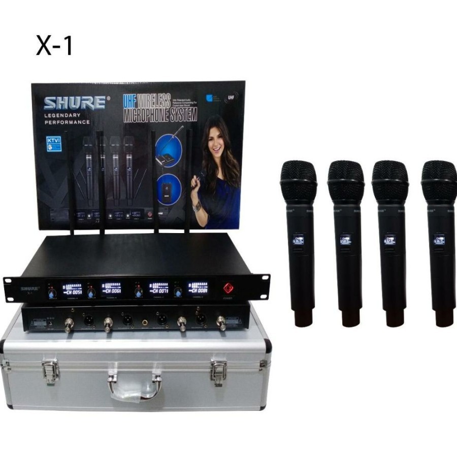 Jual Mic Wireless SHURE 4 Buah handel/pegang free koper | Shopee Indonesia