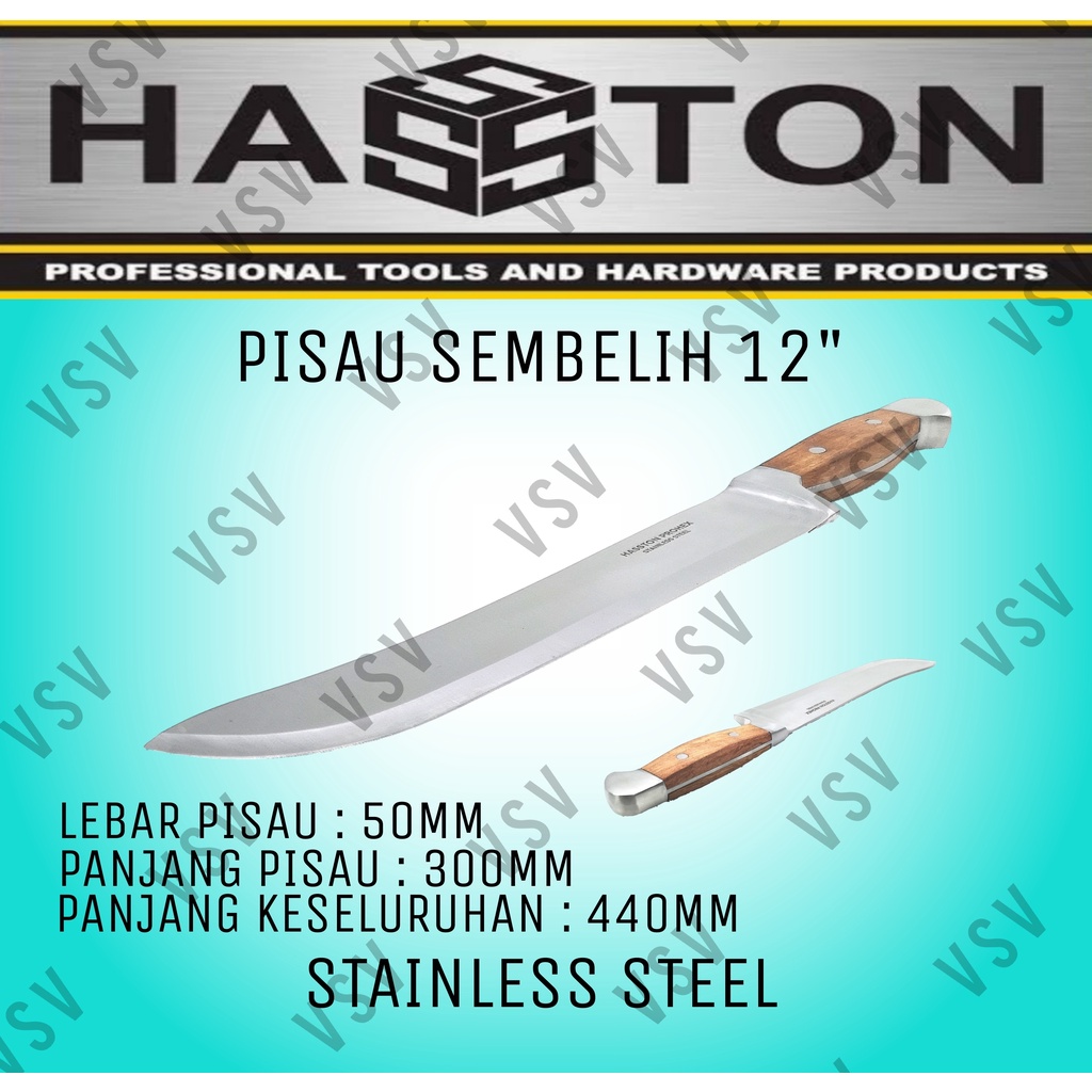 Jual Hasston Stainless steel knife 12" 3020-018 Pisau daging 12 ...