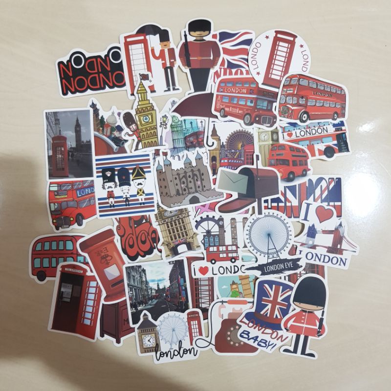 Jual Stiker Sticker Desain Bangunan London Warna Merah Anti Air Untuk ...