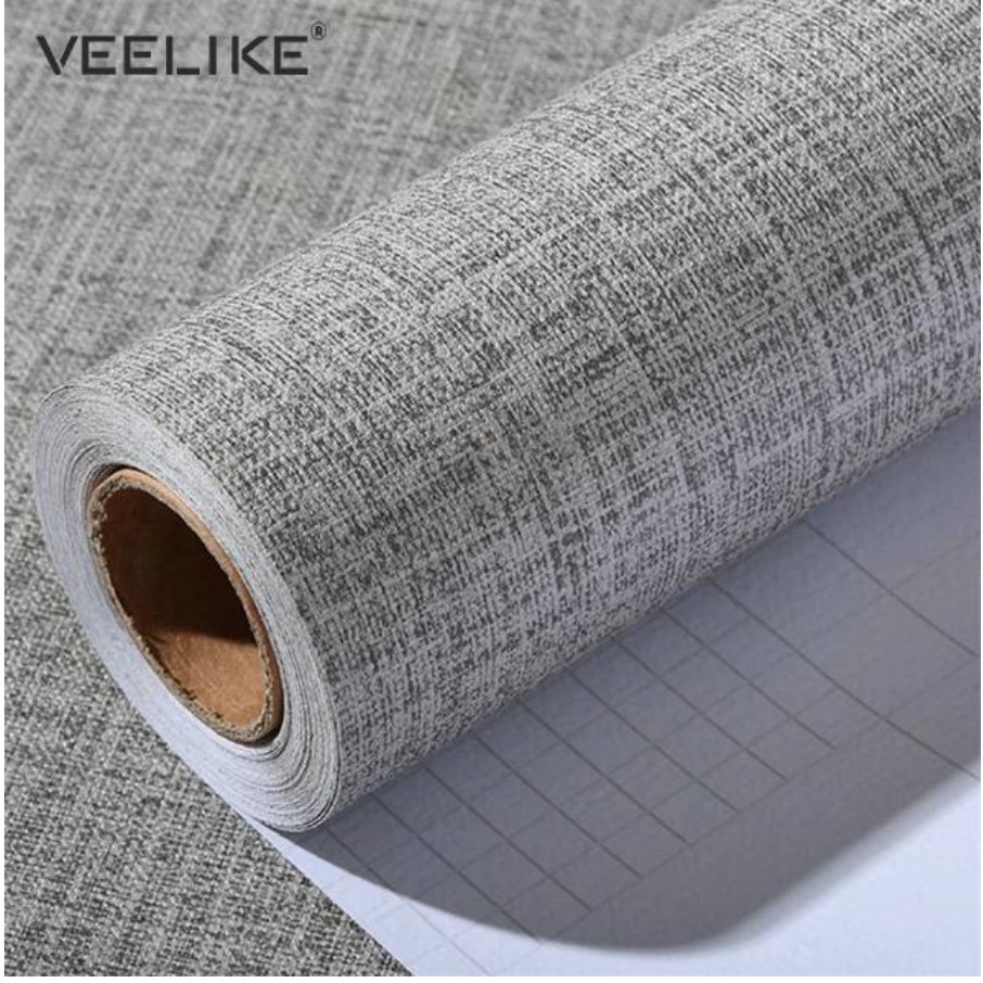 Jual Wallpaper Dinding Polos Grey Tekstur Kanvas Ukuran 45cm X 10 M