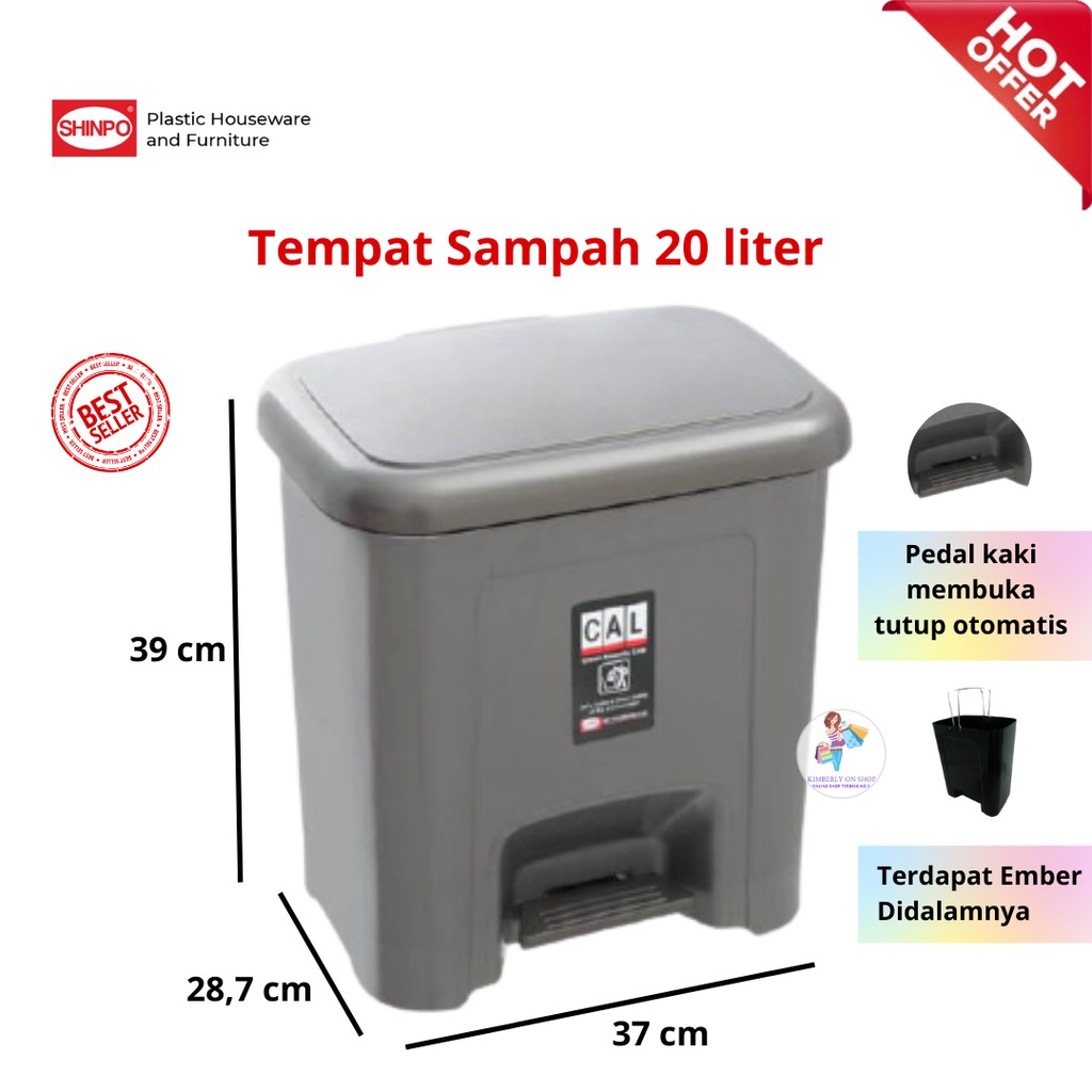 Jual Tempat sampah Injak Step on Dustbin 20ltr 720 Shinpo | Shopee Indonesia