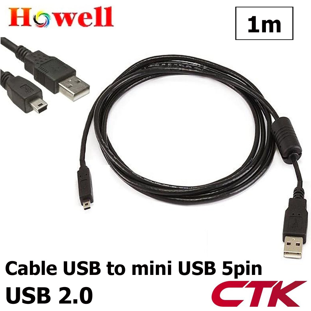 Jual Howell USB 2.0 to mini USB 1m 1 meter Cable Kabel - HWL-UB2AMNM ...