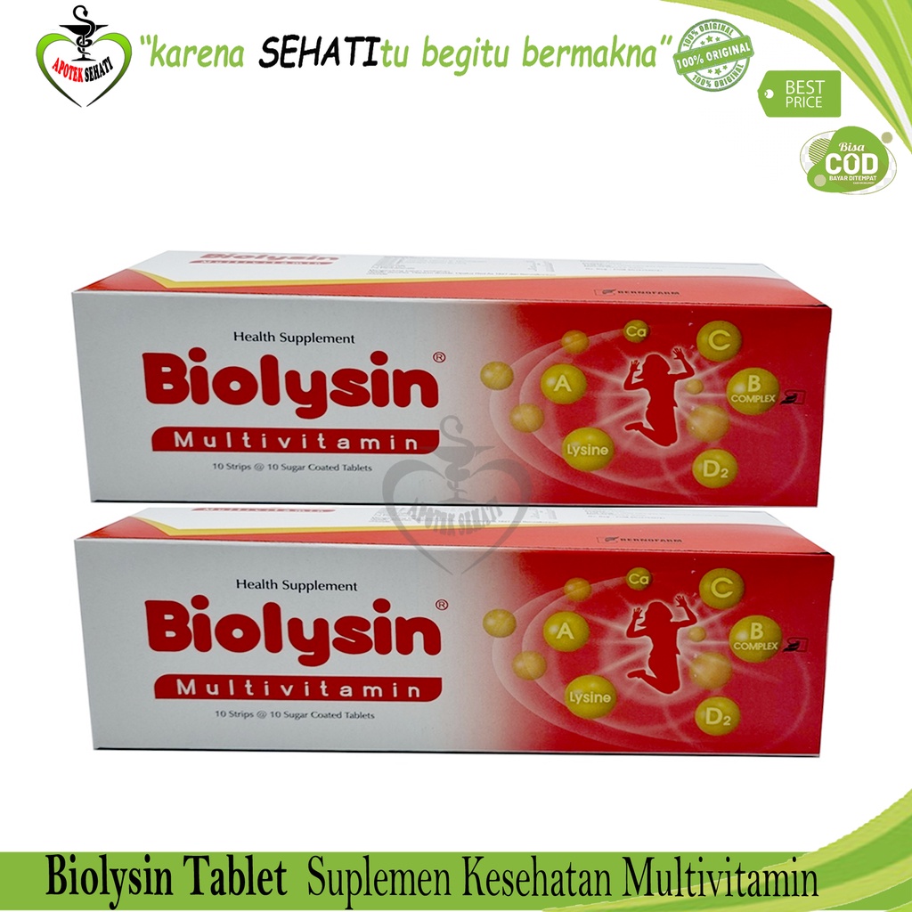 Jual BIOLYSIN 100 TABLET MULTIVITAMIN/ DAYA TAHAN TUBUH | Shopee Indonesia