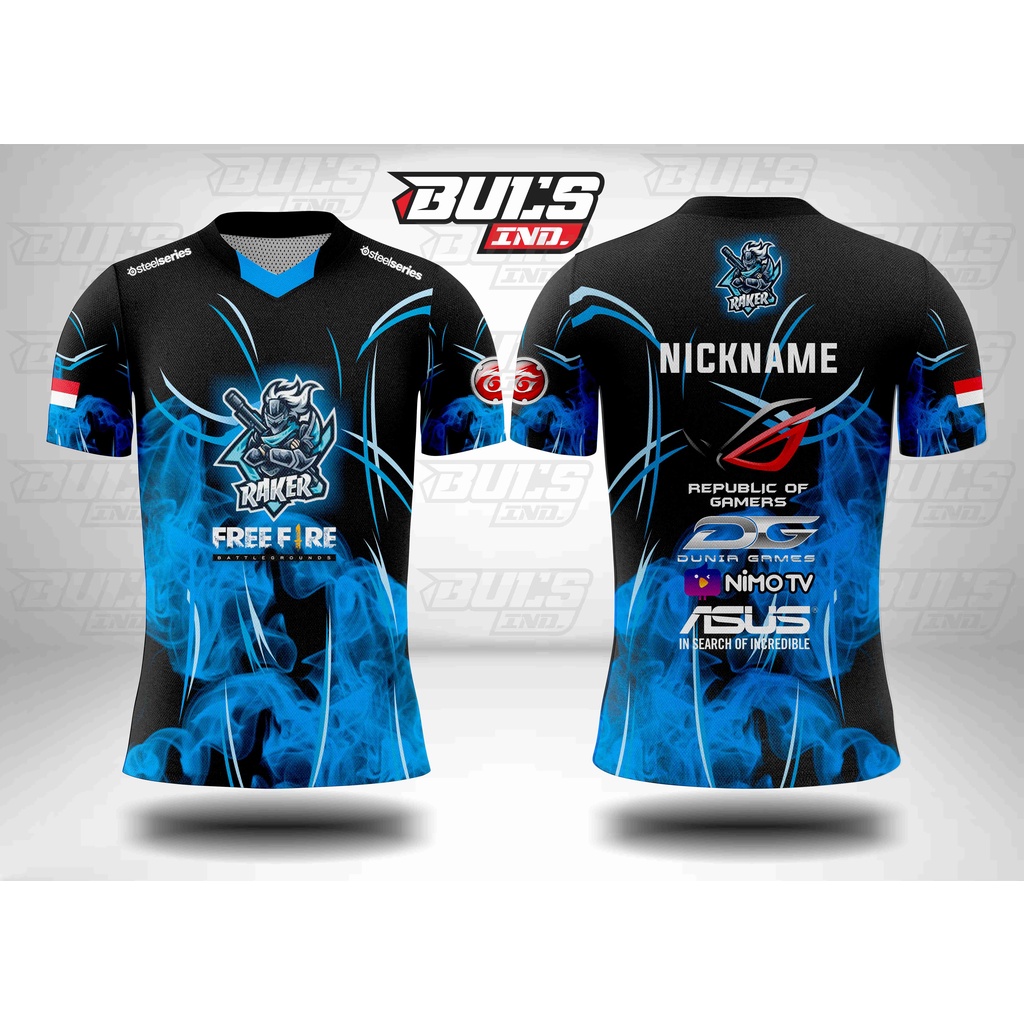 Jual jersey baju gaming ff freefire murah GRATIS NAMA DAN LOGO | Shopee ...