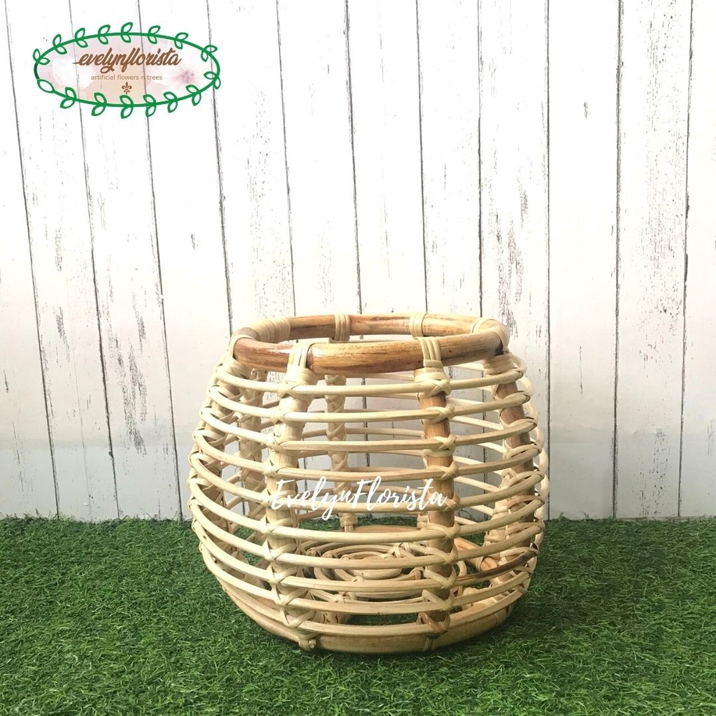 Jual Cover Pot Tanaman Rotan Kupas Lampion Bola Keranjang Serbaguna ...