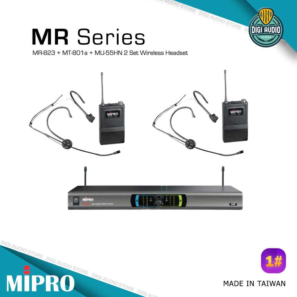 Jual Mic Wireless Headset - Headworn Microphone isi 2 - MIPRO MR-823 MH-801A - Mikrofon Kepala ...