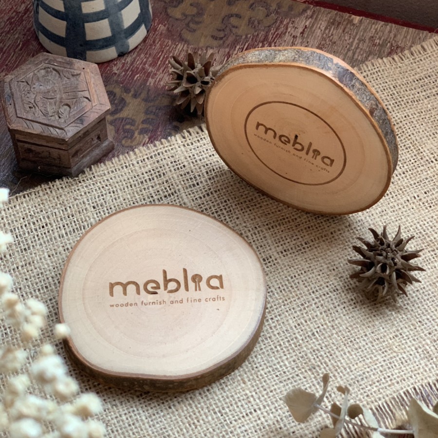 Jual Natural Wooden Coaster Tatakan Kayu Natural Diameter 8 cm Satuan ...