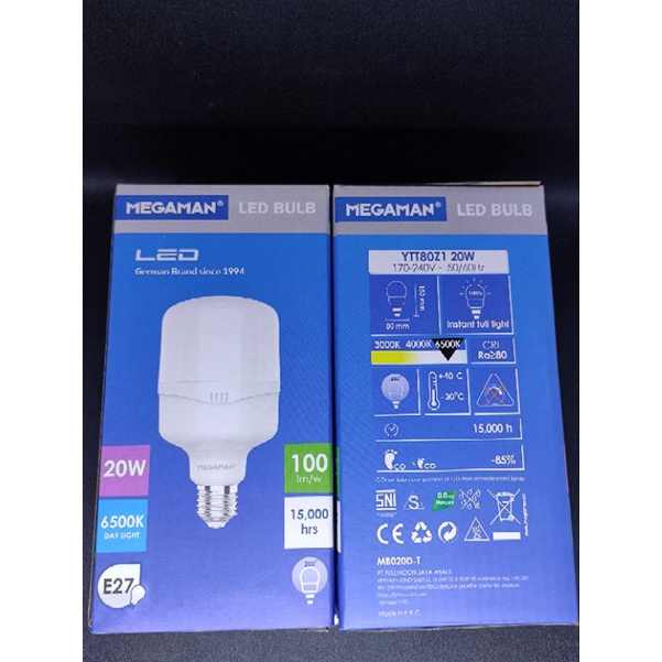 Jual MEGAMAN LAMPU BULB LED 20 WATT PUTIH,SNI Teknologi german | Shopee ...