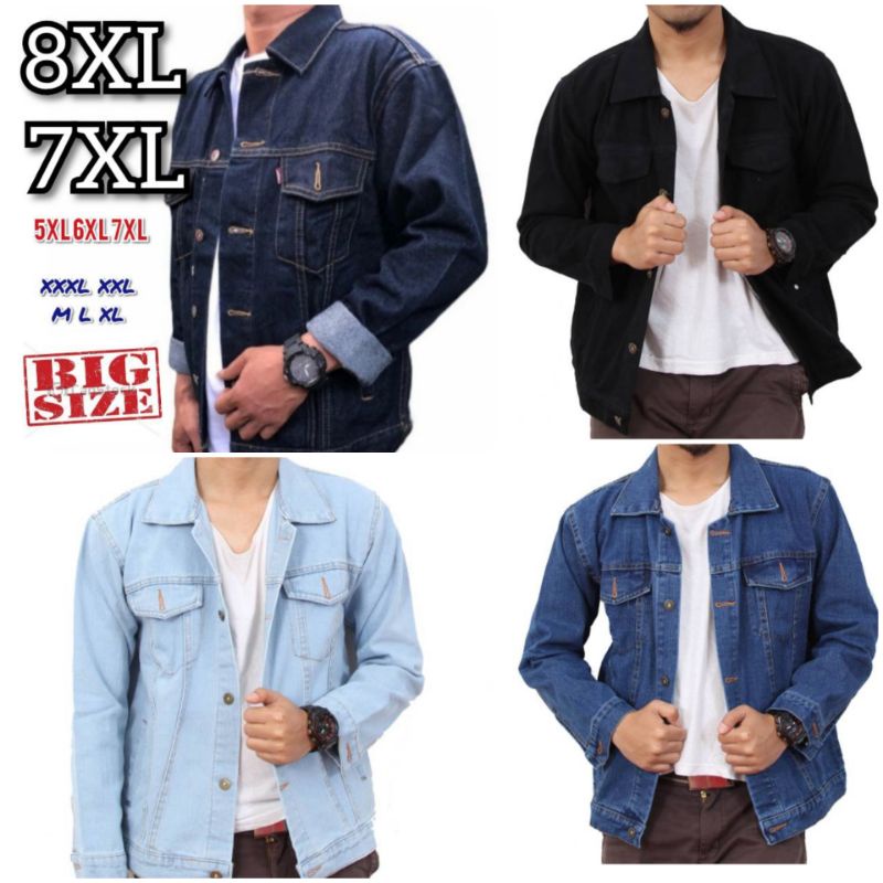 Jual Jaket Jeans Jumbo Big Size Pria Wanita M L, XL, 2xl, ,6xl, 7xl, 8xl, Jaket Jeans Besar ...