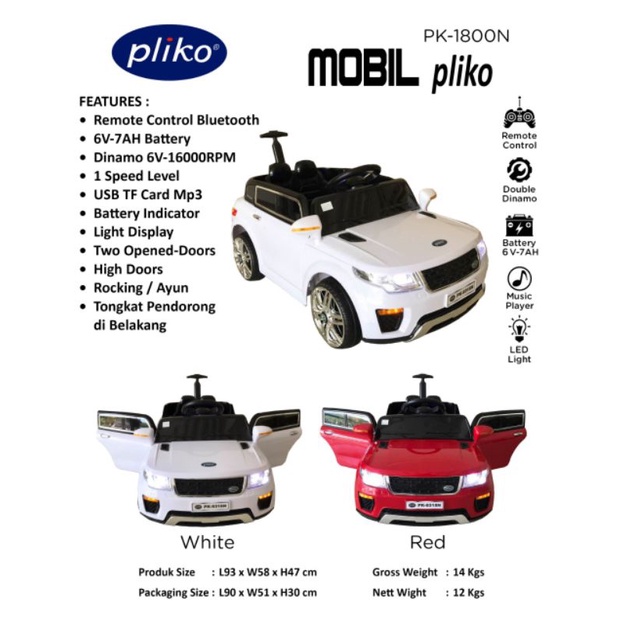 Jual Mobil Aki Pliko PK-1800N FREE ONGKIR JAWA | Shopee Indonesia
