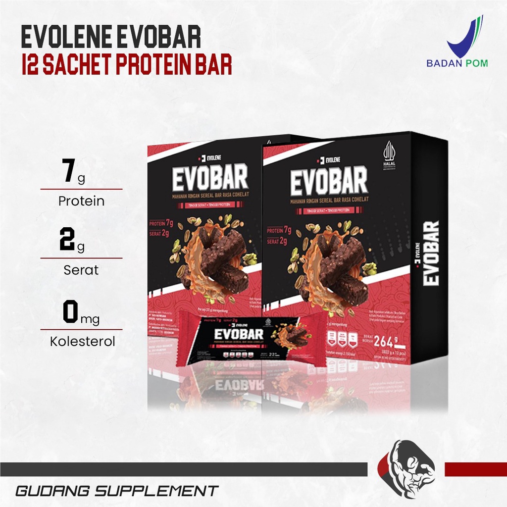 Jual Evolene Evobar 1 Box 12 Sachet Protein Bar | Shopee Indonesia