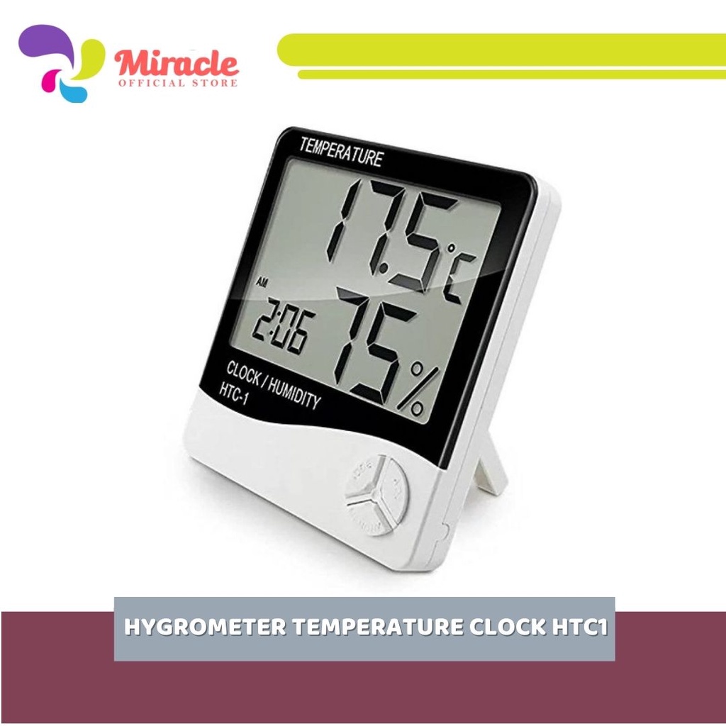 Jual Digital Hygrometer Temperature Meter/Termometer Clock HTC1 ...