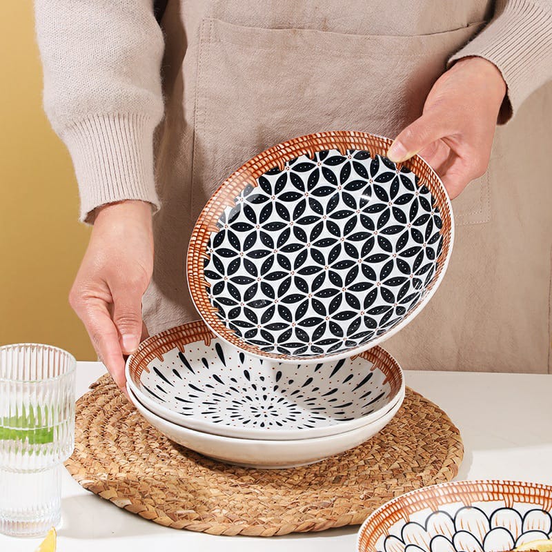 Jual Piring Keramik Motif Anyaman Ukuran 20cm | Shopee Indonesia