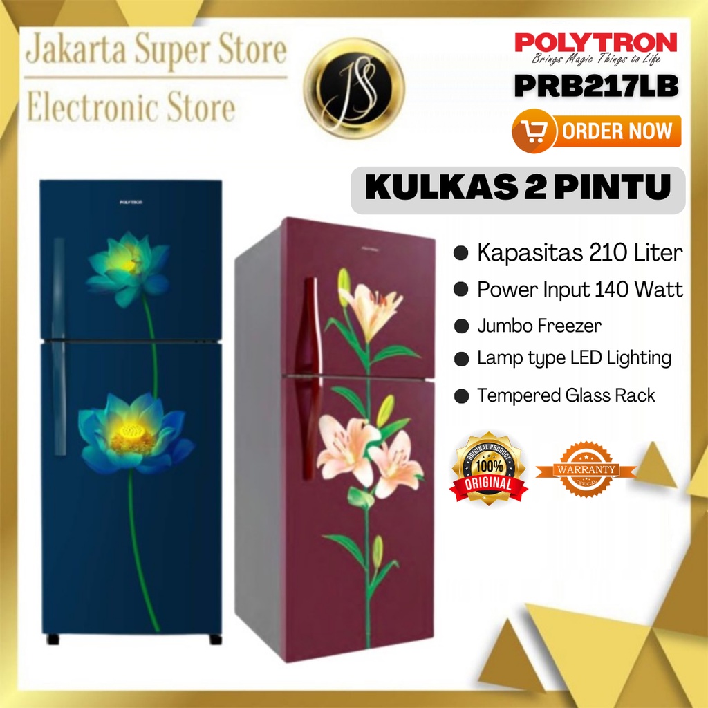 Jual KULKAS POLYTRON PRB 217/LB LEMARI ES 2 PINTU 210 LITER | Shopee ...
