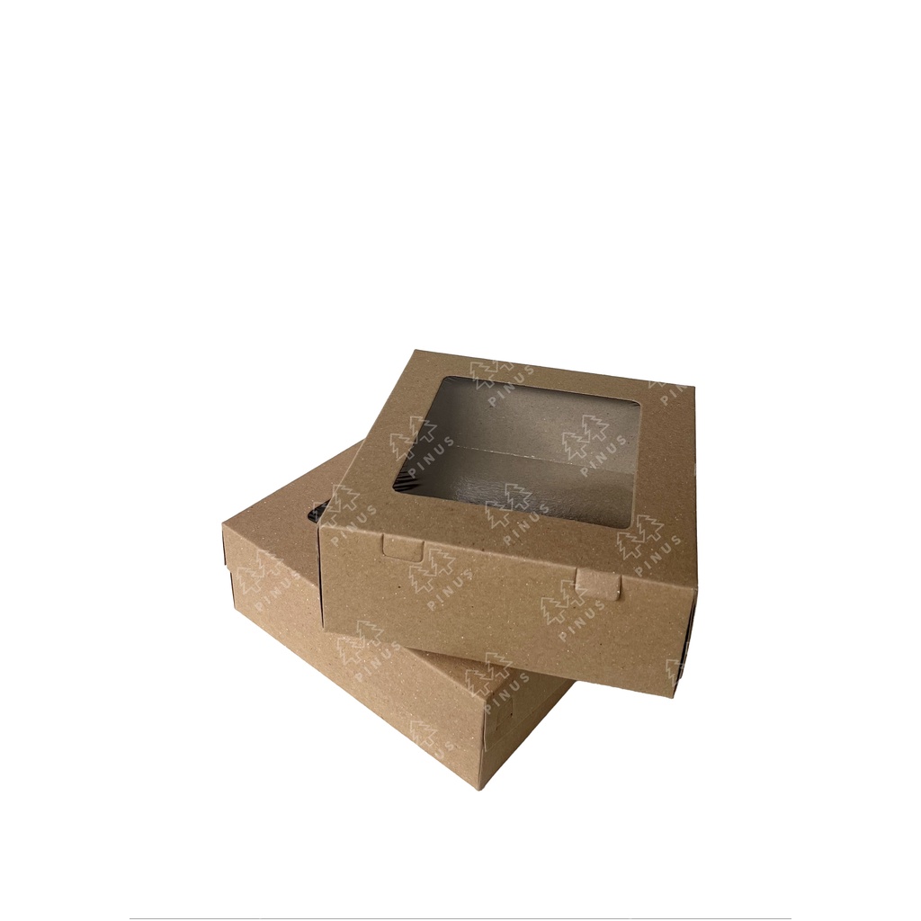 Jual KRAFT KACA KOTAK / BOX HAMPERS / BOX CROFFLE UKURAN 18CMX18CMX7CM ...