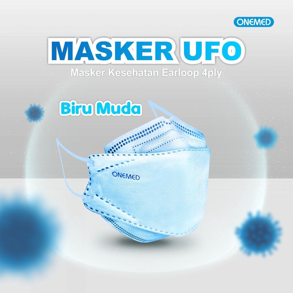 Jual Masker Karet Medis UFO Putih 3D OneMed 4ply Box isi 20pcs Model ...