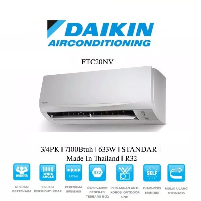 Jual DAIKIN Thailand FTC20NV AC SPLIT 3/4 PK STANDARD R32 | Shopee ...