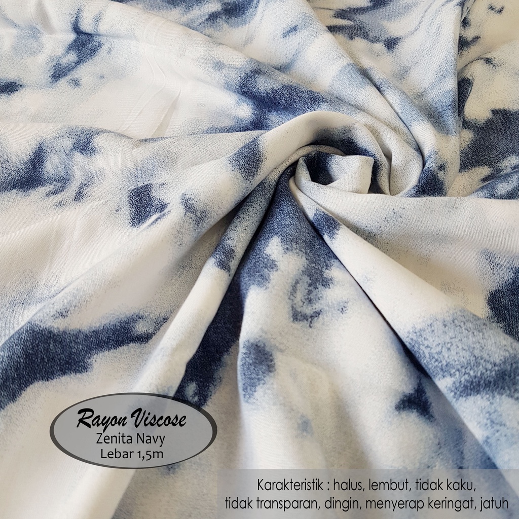 Jual KAIN RAYON VISCOSE ZENITA NAVY (per 0,5m) | Shopee Indonesia