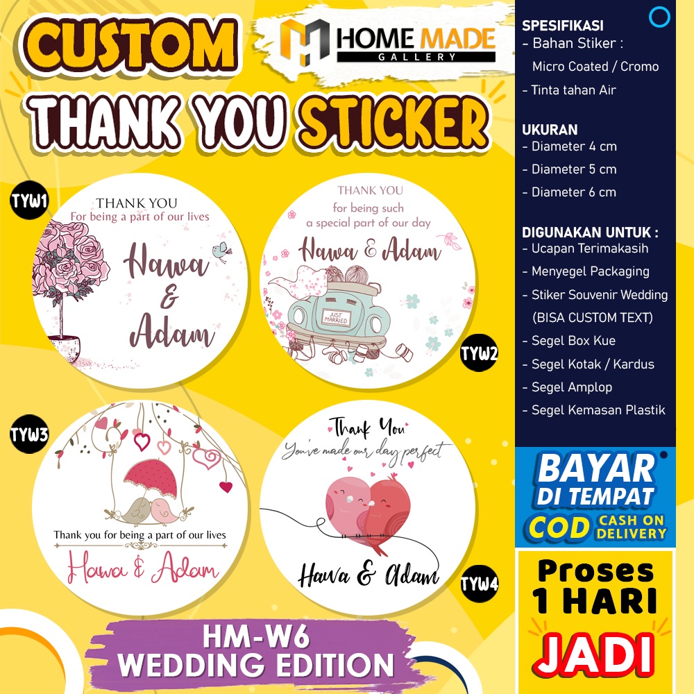 Jual STICKER THANK YOU FOR COMING STIKER LABEL TERIMA KASIH WEDDING ...
