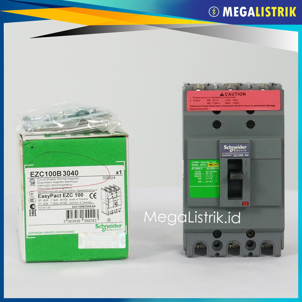 Jual SCHNEIDER MCCB 3P 40A / NFB / EZC EASYPACT BREAKER EZC100B3040 ...