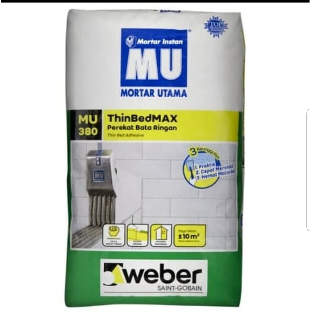 Jual Semen Mortar Utama Perekat Bata Ringan Hebel 40kg 1 sak/ MU380 ...