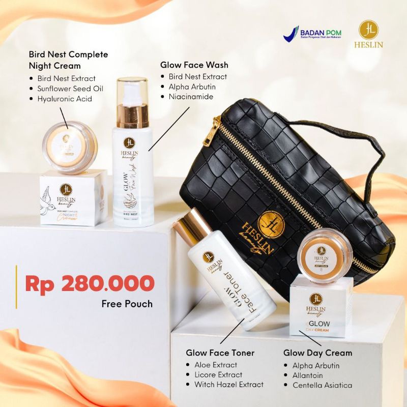 Jual PAKET SKINCARE HESLIN BEAUTY (FREE POUCH CANTIK) | Shopee Indonesia