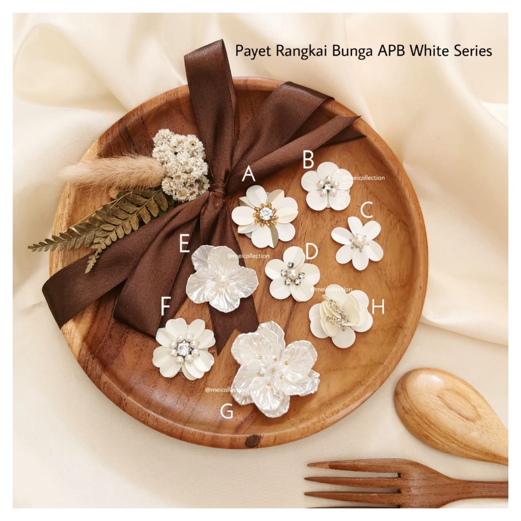 Jual (satuan) APB KOMPILASI OFF WHITE putih Payet Bunga 3D Payet bunga ...