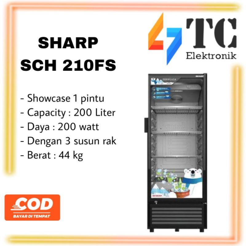 Jual SHARP Display Cooler SCH-210FS - 200 LITER | Shopee Indonesia