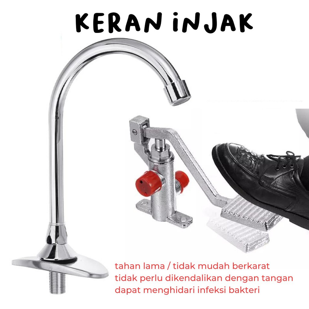 Jual kran injak / cuci tangan injak / wastafel injak / foot pedal ...