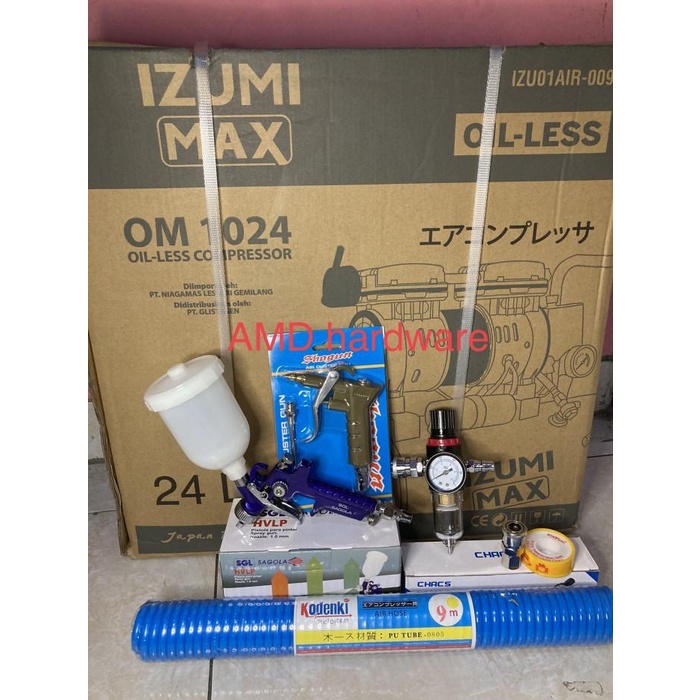 Jual Tools Paket Hemat Bengkel Cat Kompresor Angin Oilless Izumi 1 Hp ...