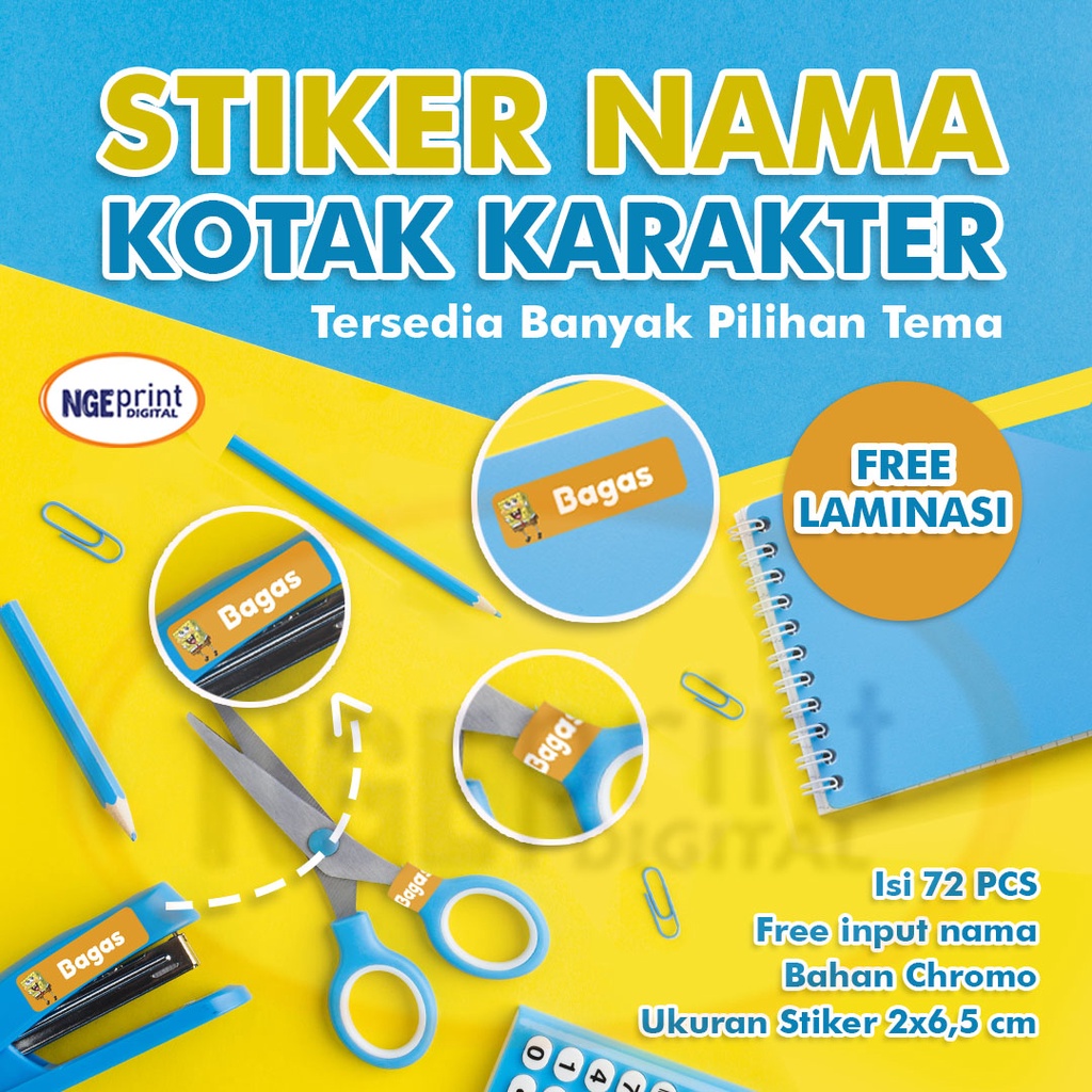 Jual [FREE LAMINASI] Stiker Nama / Label Nama Waterproof / Stiker Nama ...