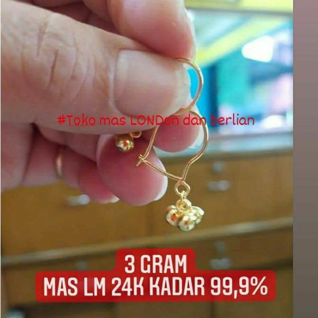 Jual Anting Bulat gantung. Mas London 24K. Kadar 99,9%. | Shopee Indonesia