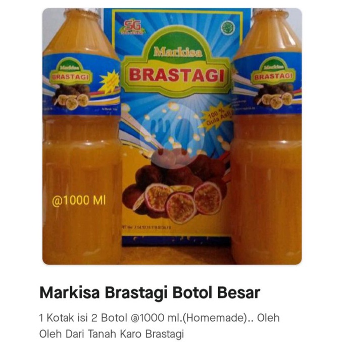Jual SIRUP MARKISA MERK BRASTAGI UKURAN 1000 ml ( Isi 2 Botol ...