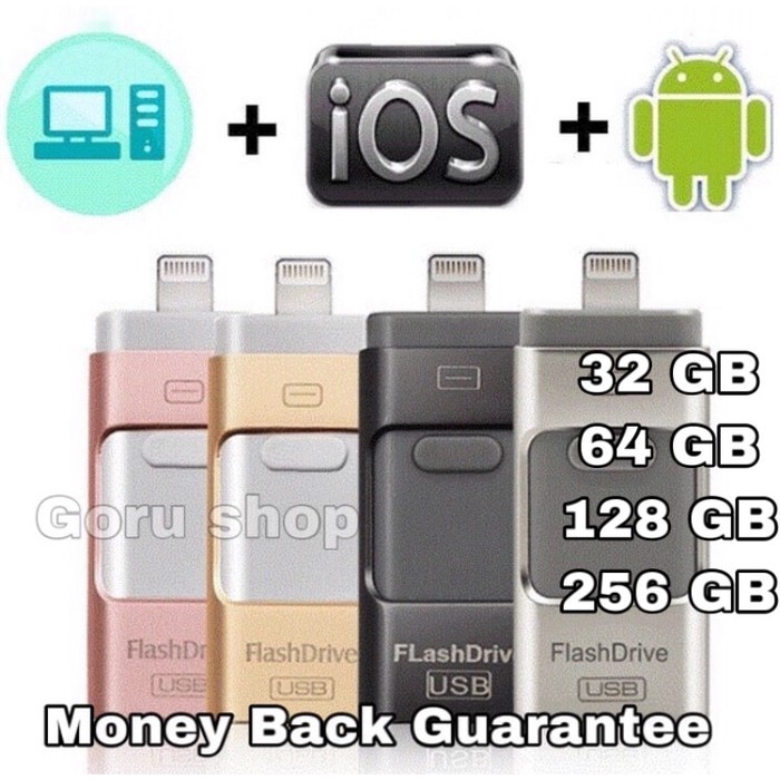 Jual USB OTG Flash Drive Disk Flashdisk Iphone Android 3 in 1 32GB 64GB ...