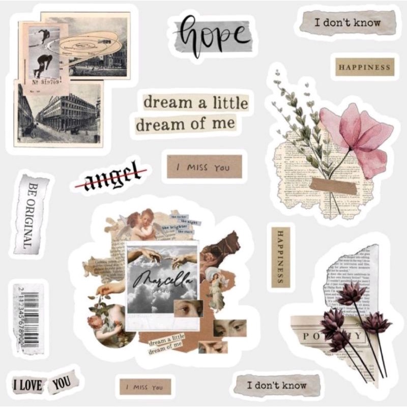 Jual (10x10cm)sticker stiker vintage estetik jurnalis jurnal scrapbook ...